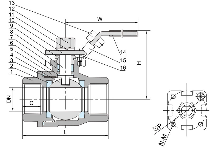 2-PC Stainless Steel Ball Valve Full Port, 1000WOG(PN69) ISO 5211 Mount ...